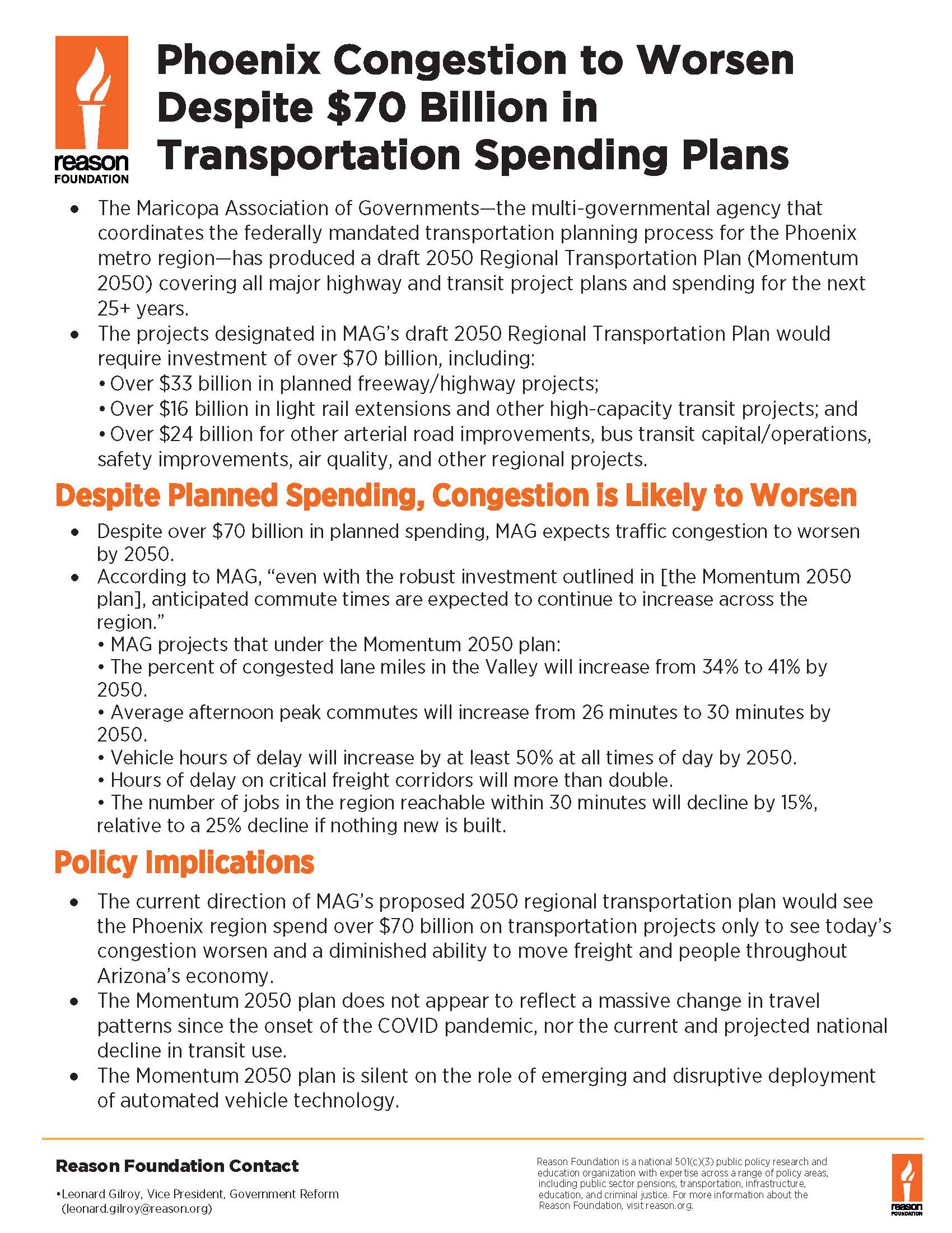 Phoenix's traffic congestion is expected to worsen despite $70 billion ...